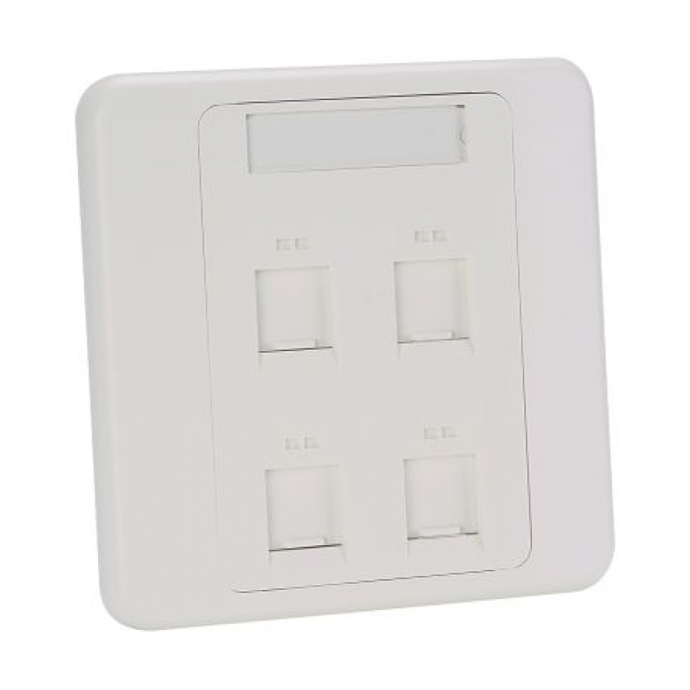 2port Faceplate, Shuttered Single Gang